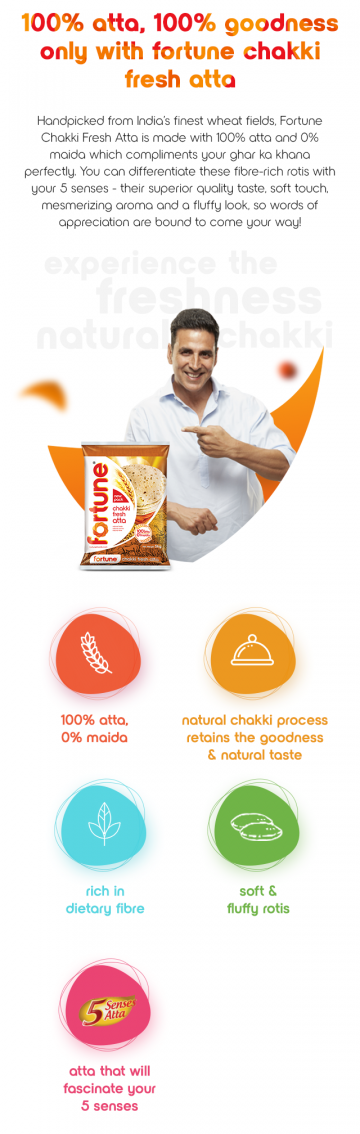 Buy Fortune Chakki Fresh Atta Online- Whole Wheat Atta | Fortune Foods